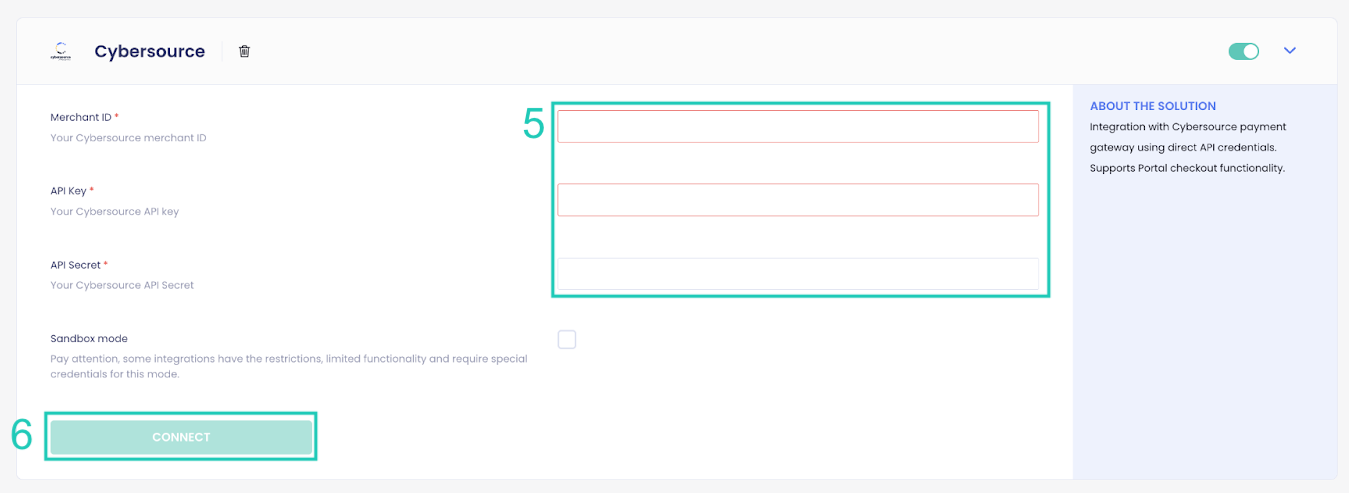 Integration with Cybersource