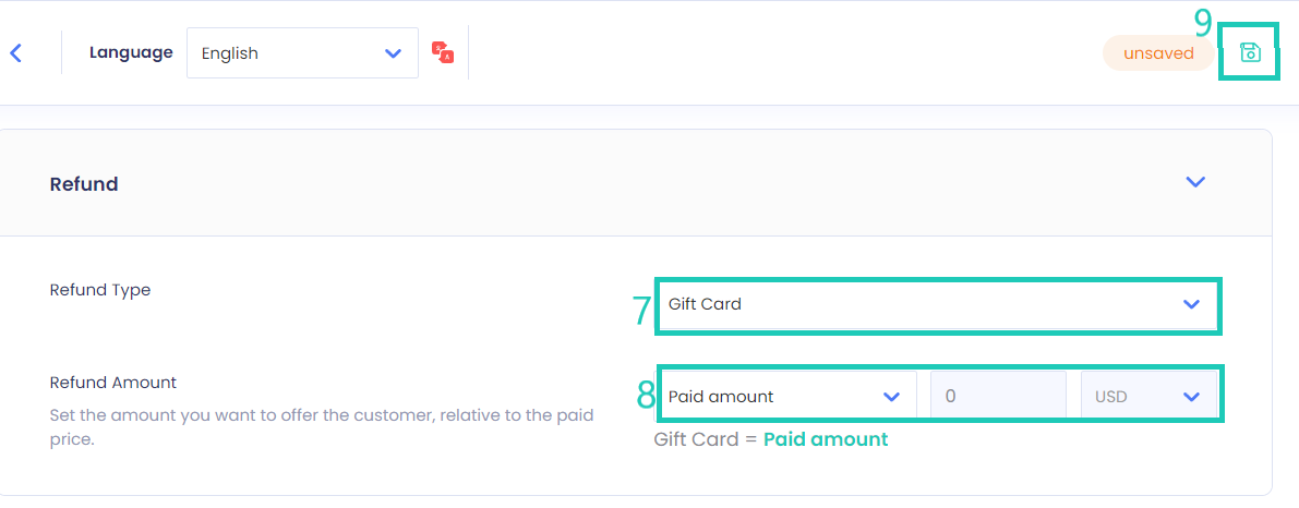Refund by New Gift Card