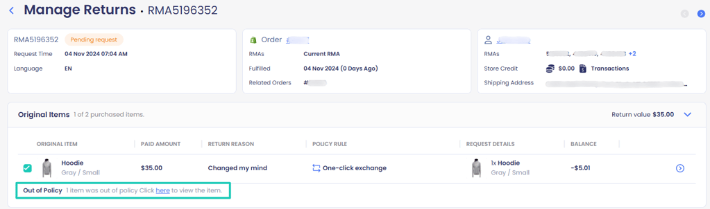 Handling Out-Of-Policy Items